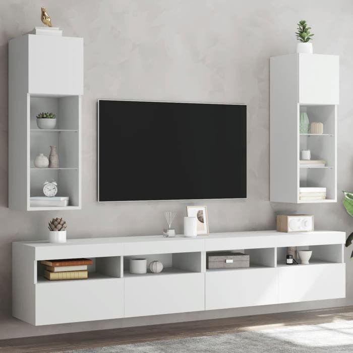 CHIC Armoire Télévision Moderne Meubles TV avec lumières LED 2 pcs ...