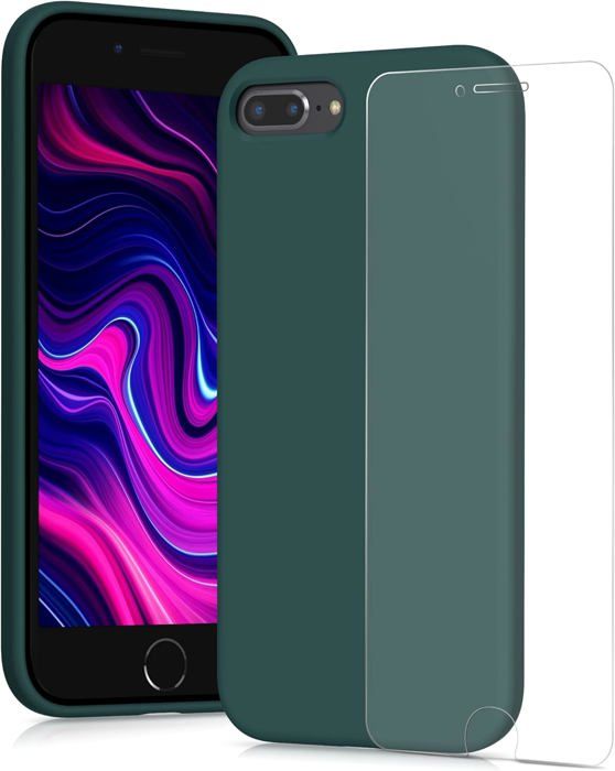 Coque iPhone 7/8 Plus Verre Trempé Silicone Liquide Doublé Microfibre ...