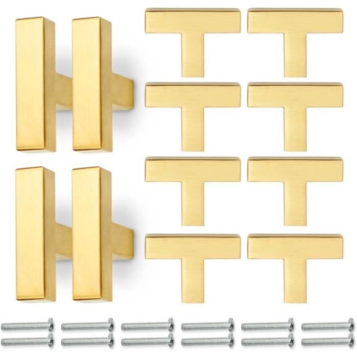 12 Pcs 50MM Furniture Handles Gold,Poignées carrées en acier inoxydable ...
