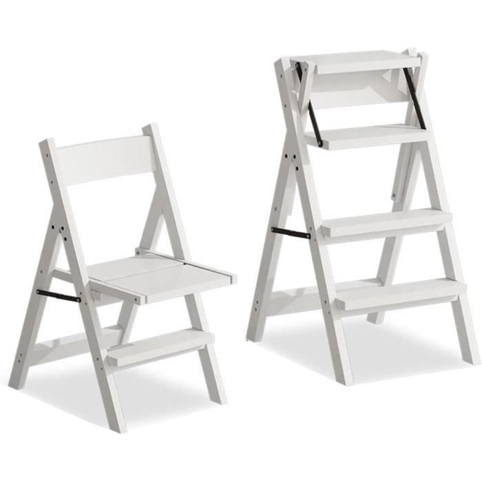 Escabeau Bois Massif Pliant Échelle Chaise Double Usage Escabeau 4 ...