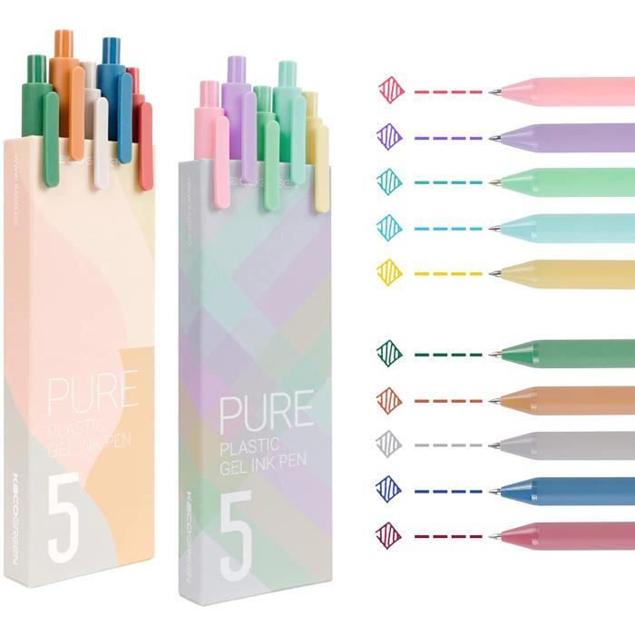 Lot de 10 Stylos Pastel Aesthetic, Pointe Extra Fine 0,5 mm, Stylos à ...