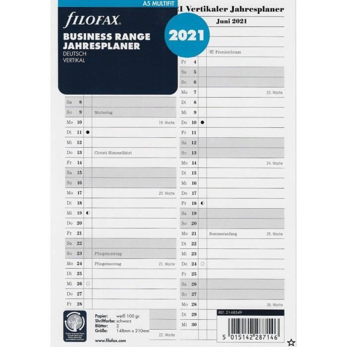 Filofax 2021 Agenda A5 Multi Année verticale - Cdiscount Beaux-Arts et ...