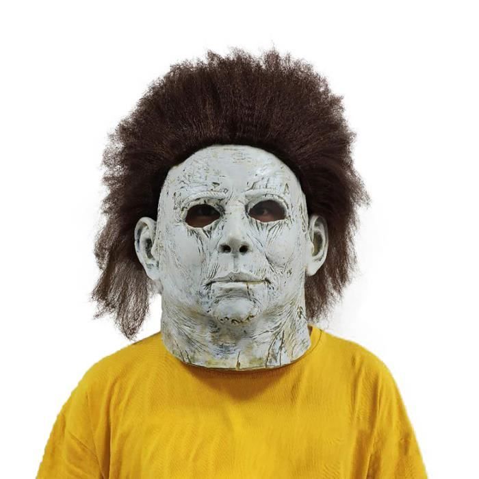 Masque Halloween Coiffe Panique Petit Visage Blanc Horreur Masque Latex ...