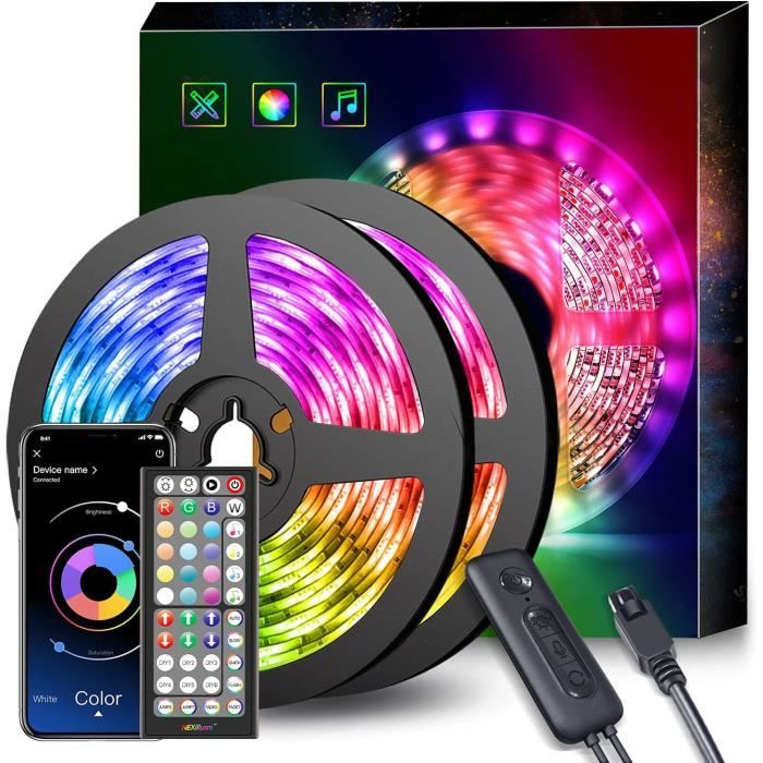 Ruban LED 20M 5050 RGB Bande LED Contrôlé par APP Télécommande Synchroniser avec Rythme de ...