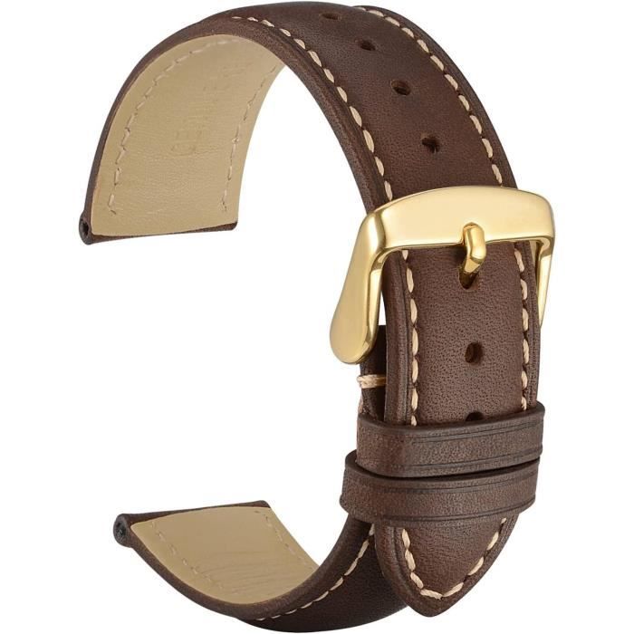 Rétro Bracelet De Montres En Cuir Avec Boucle En Acier Inoxydable Dorée ...