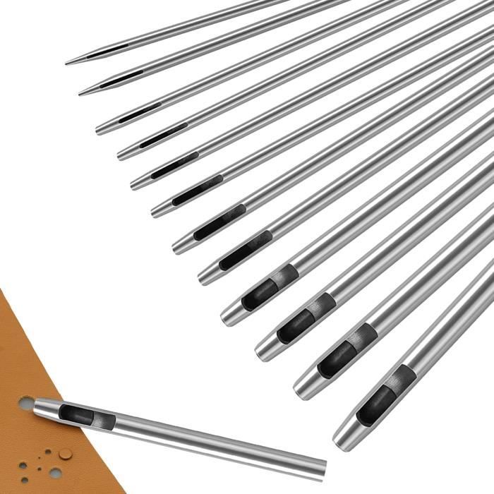 12 Pièces Poinçon Creux En Acier Rond Emporte Pièce Cuir 0.5Mm-6Mm ...