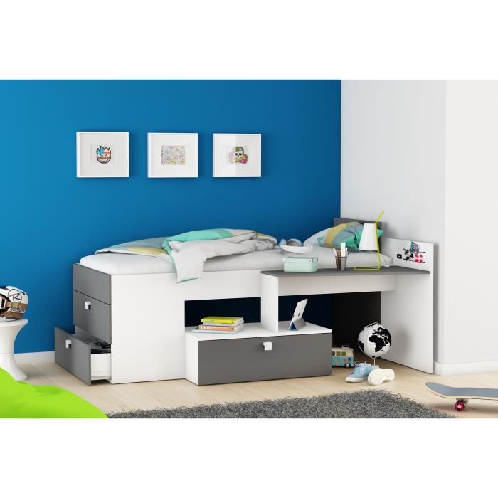 DEMEYERE Lit combiné enfant classique blanc perle et gris graphite - l ...