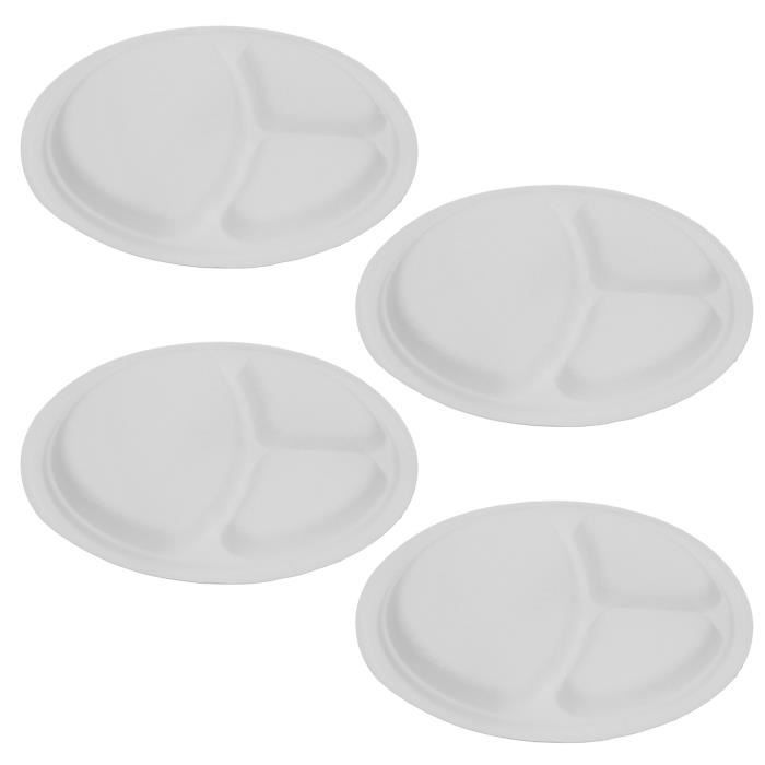 Fdit plat biodégradable 100 pièces plat jetable en pulpe de canne à ...