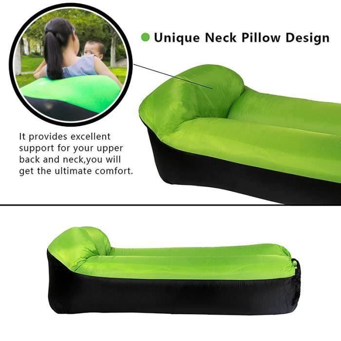 Chaise longue gonflable - GOTOTOP - Vert - Pour 1 personne ...