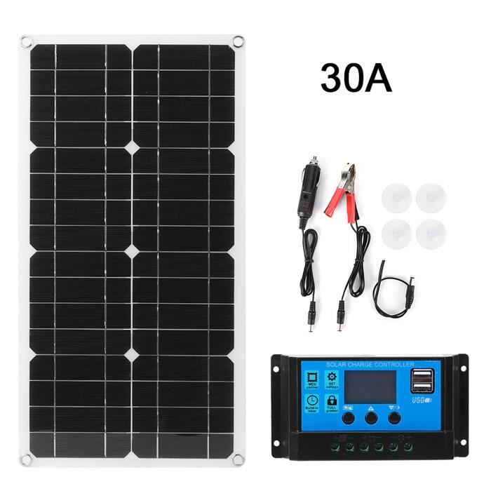 WEI Cellule photovoltaïque 20W 18V Panneau Solaire Double USB 12V/5V IP65 Étanche avec ...