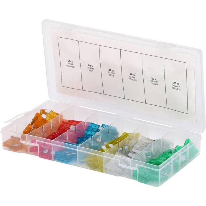 Assortiment de fusibles automobiles - KS Tools - 120 pcs - Zinc - 5-30A - Coffret inclus ...