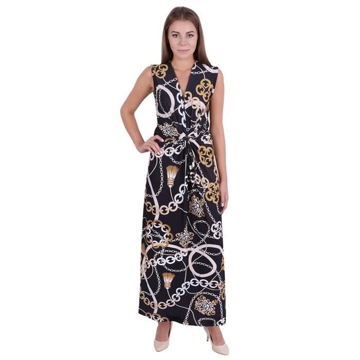 Robe D2B1Z Noir, Conception de chaîne, Doux et élastique, Col en V ...