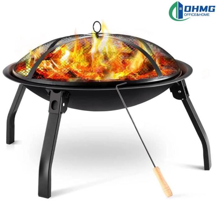 Brasero et Barbecue portable OHMG - Set avec treillis métallique - Rond ...