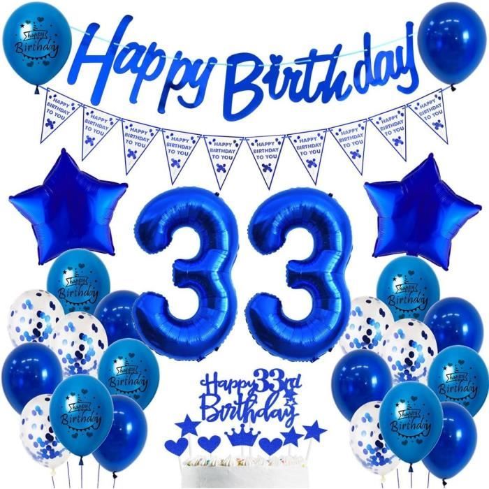 33 Ans Anniversaire Homme Bleu Marine, 33 Ans Anniversaire Décoration ...