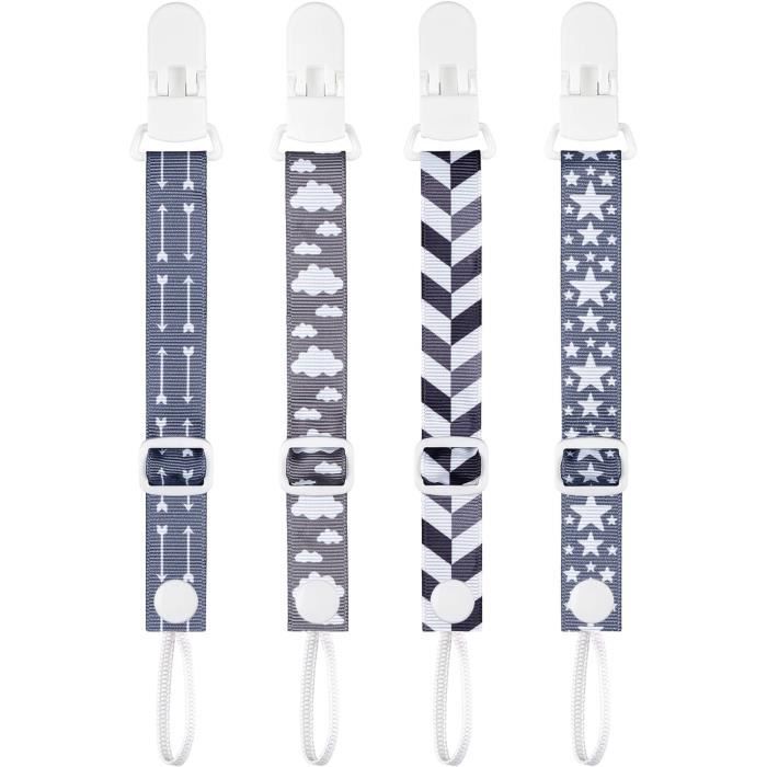 Lot De 4 Attache Sucette Bébé Unisexe - Accroche Tétine Fille Garçon ...