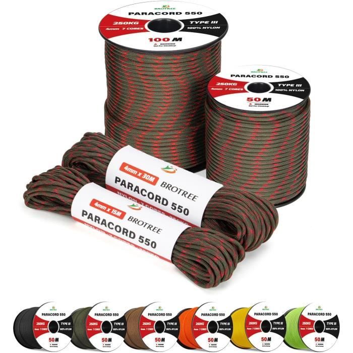 4Mm Paracorde 550 7 Brins Corde En Nylon 15M Type Iii Corde Parachute ...