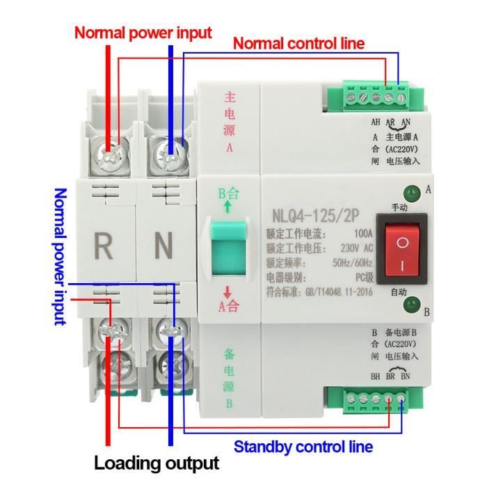 YOSOO commutateur de transfert double (100A)2P 230V AC Commutateur De Transfert Automatique ...