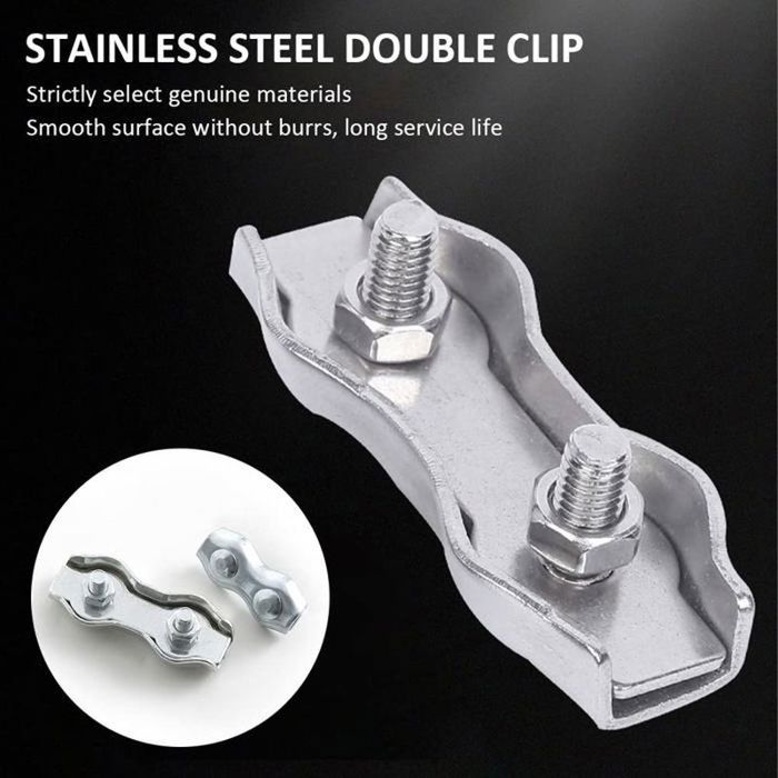 Serre Cable Acier Serre Corde Duplex Clips M4 Double Serre-Câbles M4 ...
