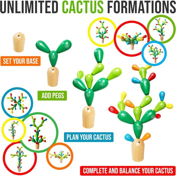Crazy cactus - balance cactus plug-in jeu wobble tower to promote fine ...