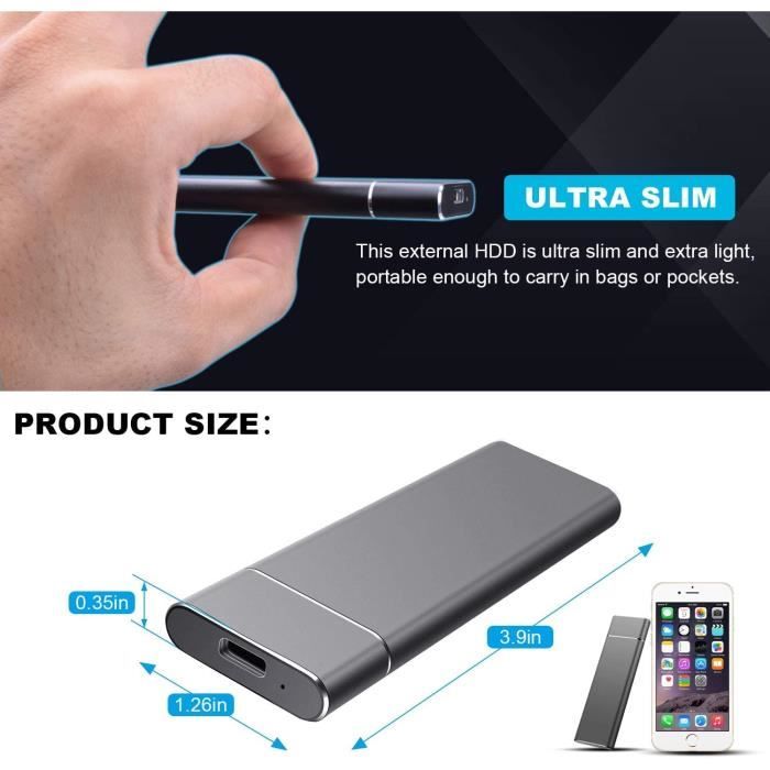 Disque Dur Externe - AMOUNE - 10 To - USB 3.0 - Antichoc - Ultra Slim ...