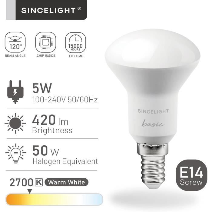 Led 5W Ampoules À Spot Avec Culot E14,Réflecteur De Lumière Douce R50 ...
