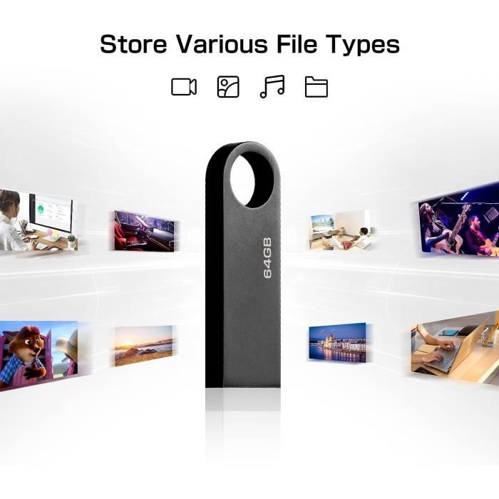 Clé Usb 64 Go,Lot De 2 Portable Clef Usb 64 Gb Avec Crochet Pen Drive ...