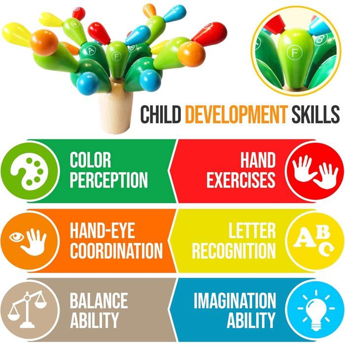 Crazy cactus - balance cactus plug-in jeu wobble tower to promote fine ...