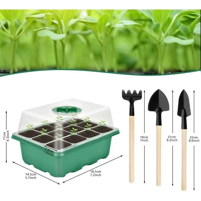 Ensemble 2 Bac à Semis avec 3 Outils de Jardin, Plateau de Semis, Mini ...
