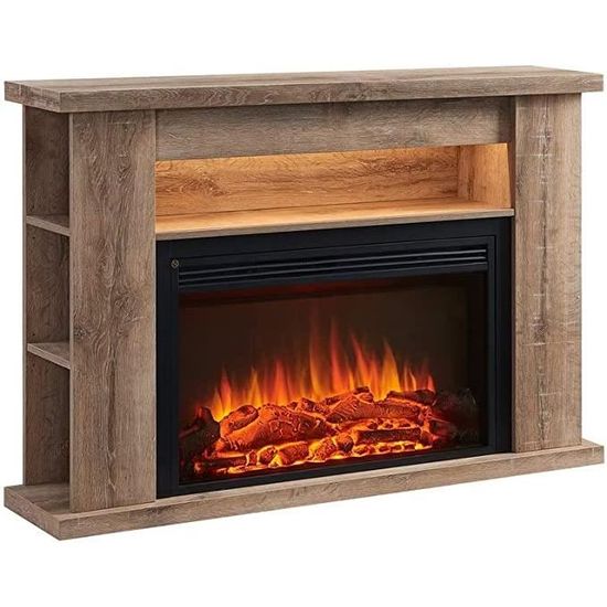 BALDERIA cheminée électrique de sol Ruby | Chêne clair - Cdiscount Bricolage