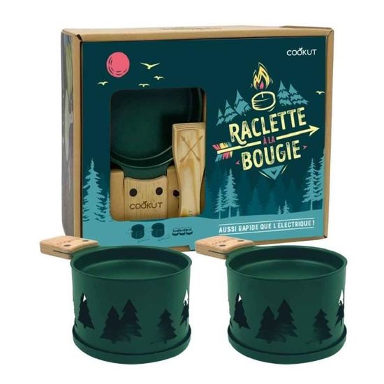 COFFRET RACLETTE POUR 2 FONCTIONNANT A LA BOUGIE VERT DECOR SAPIN NEW ...