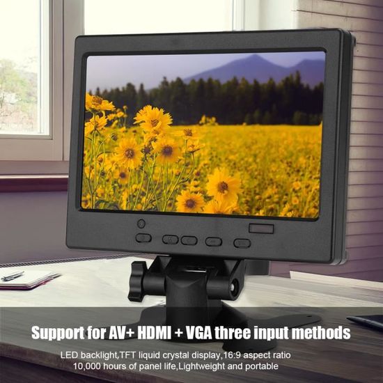 Affichage Mini Moniteur 7 Pouces, écran LCD TFT 1024x600 pour Ordinateur Portable avec video ...