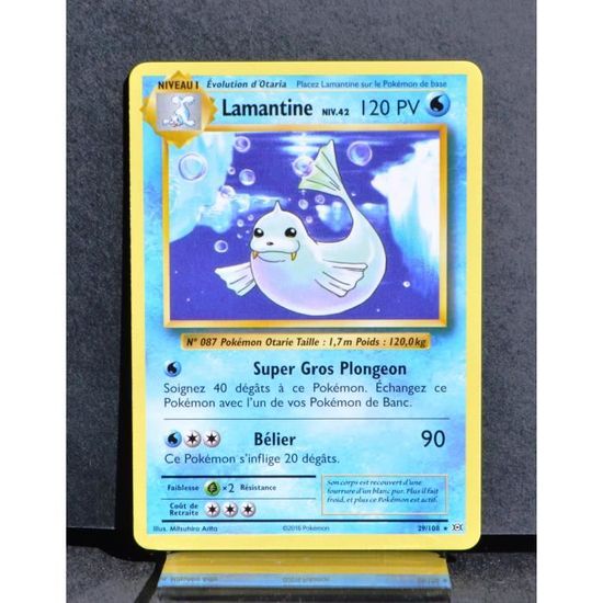 Carte Pokémon 29-108 Lamantine Niv.42 120 PV XY - Évolutions NEUF FR ...