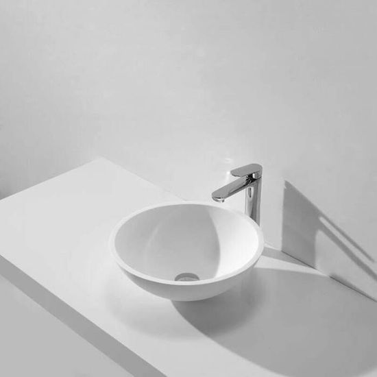 Vasque à poser Bol Blanc Mat, 41x41 cm, Composite, Circle - Cdiscount ...