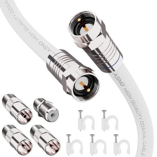 Cable Coaxial Tv Rg6 - Cable Antenne Tv 3M Avec Connecteurs 75 Ohm ...