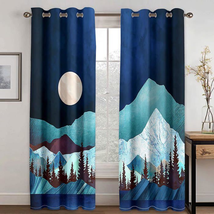 Rideau Occultant Thermiques - 3D Montagnes De Dessin Animé Construisant ...