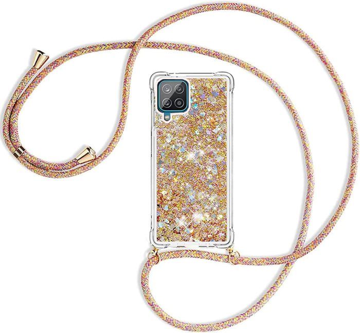 Collier pour Samsung Galaxy A22 4G Coque,Glitter Liquide Collier ...
