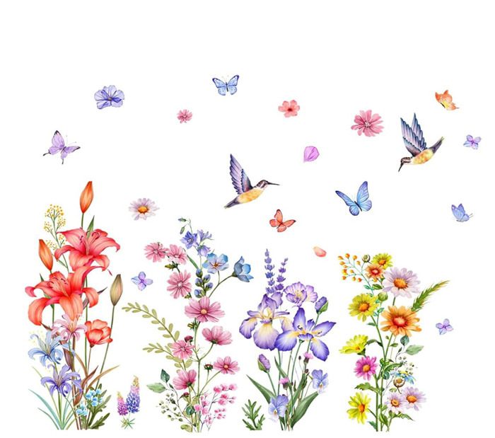 Stickers Muraux Fleurs Colorées Stickers Muraux Fleur de Jardin ...