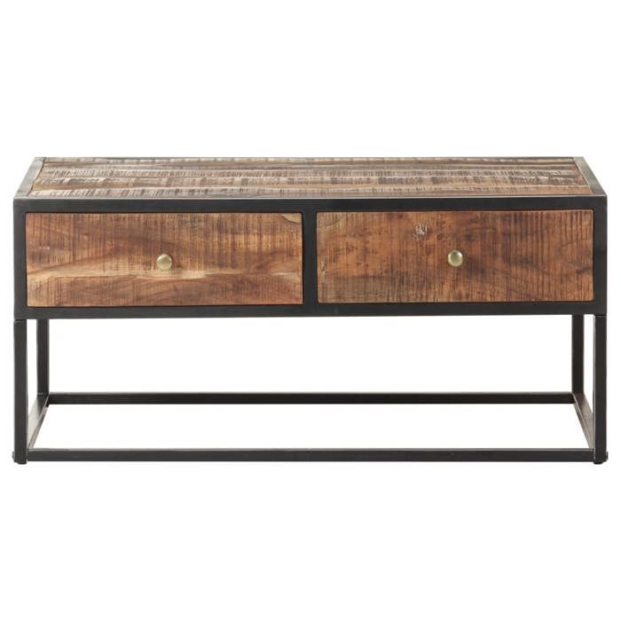 (91802)NEUF"Table basse 90x50x40cm - Bois d'acacia brut - armoire ...
