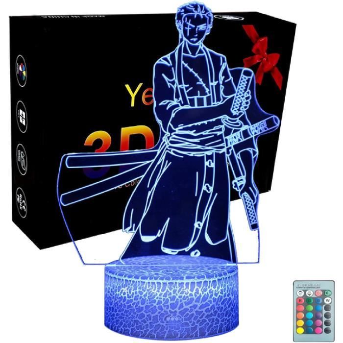Anime Pirate Roi Zoro 3D Illusion Led Veilleuse, 16 Couleurs Changement ...