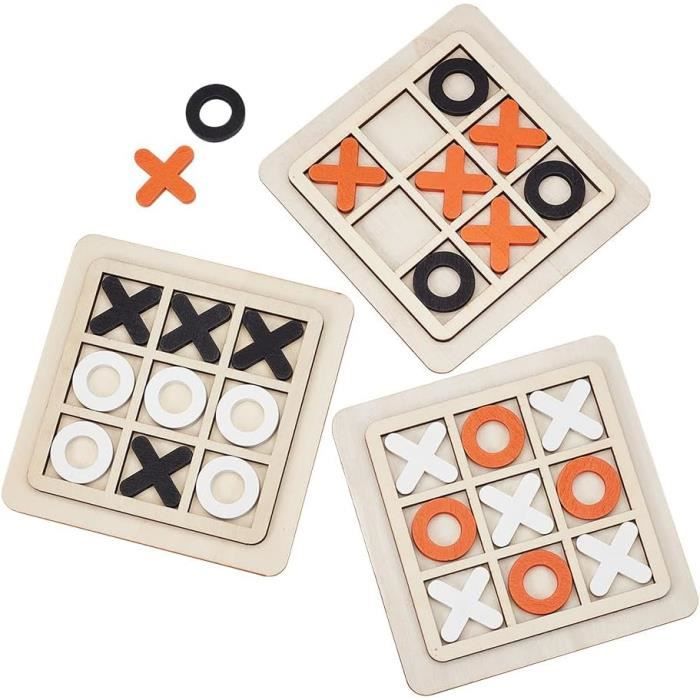 3 Sets 3 Couleurs Bois Tic Tac Toe Jeu De Société, Ensemble De Jeu De ...