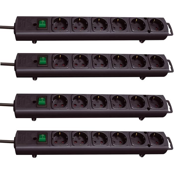 Comfort Line Lot De 4 Multiprises 6 Prises Avec Interrupteur, Câble De ... Comfort Line Lot De 4 Multiprises 6 Prises Avec Interrupteur, Câble De ...