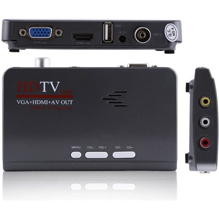 Décodeur TV numérique terrestre Full HD 1080P, enregistreur Tuner TV ...