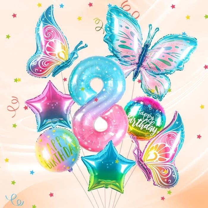 Papillon8 Ballon 8 Ans Décoration Anniversaire Papillon Ballon Chiffres ...