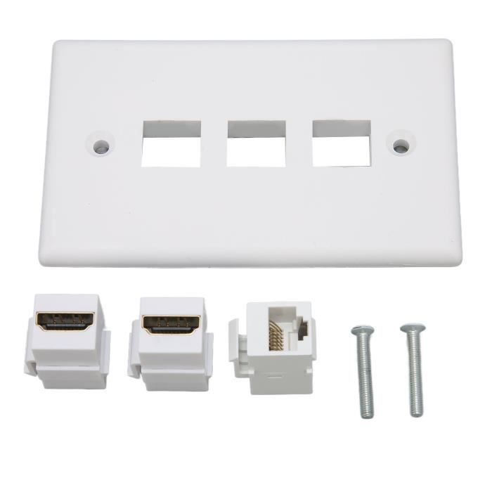 HURRISE Plaque murale Keystone 1 port Cat6 2 ports 4K HD Interface ...
