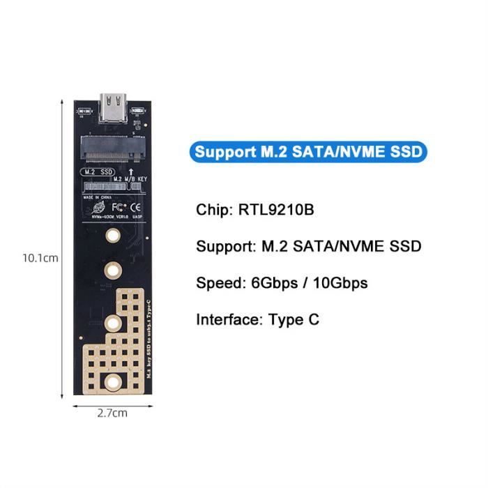 Adaptateur SSD M.2 vers USB 3.0 - RNCYN - 2-9210B C Female - 6Gbps ...