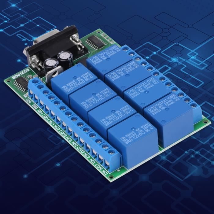 Relais - SALALIS - RS 232 12V - 8 canaux - Interface DB9 - Courant de ...