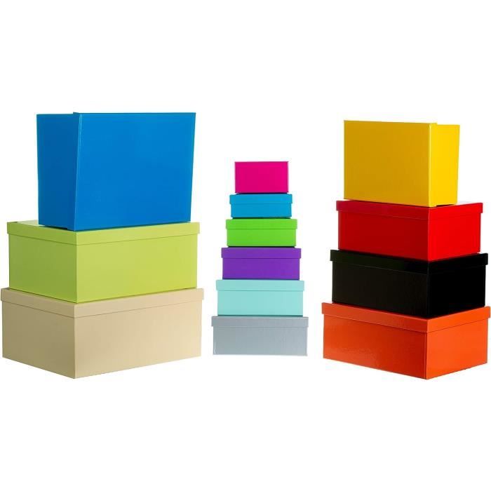Boîte De Rangement En Carton Avec Couvercle - Carton Solide - Lot De 13 ...