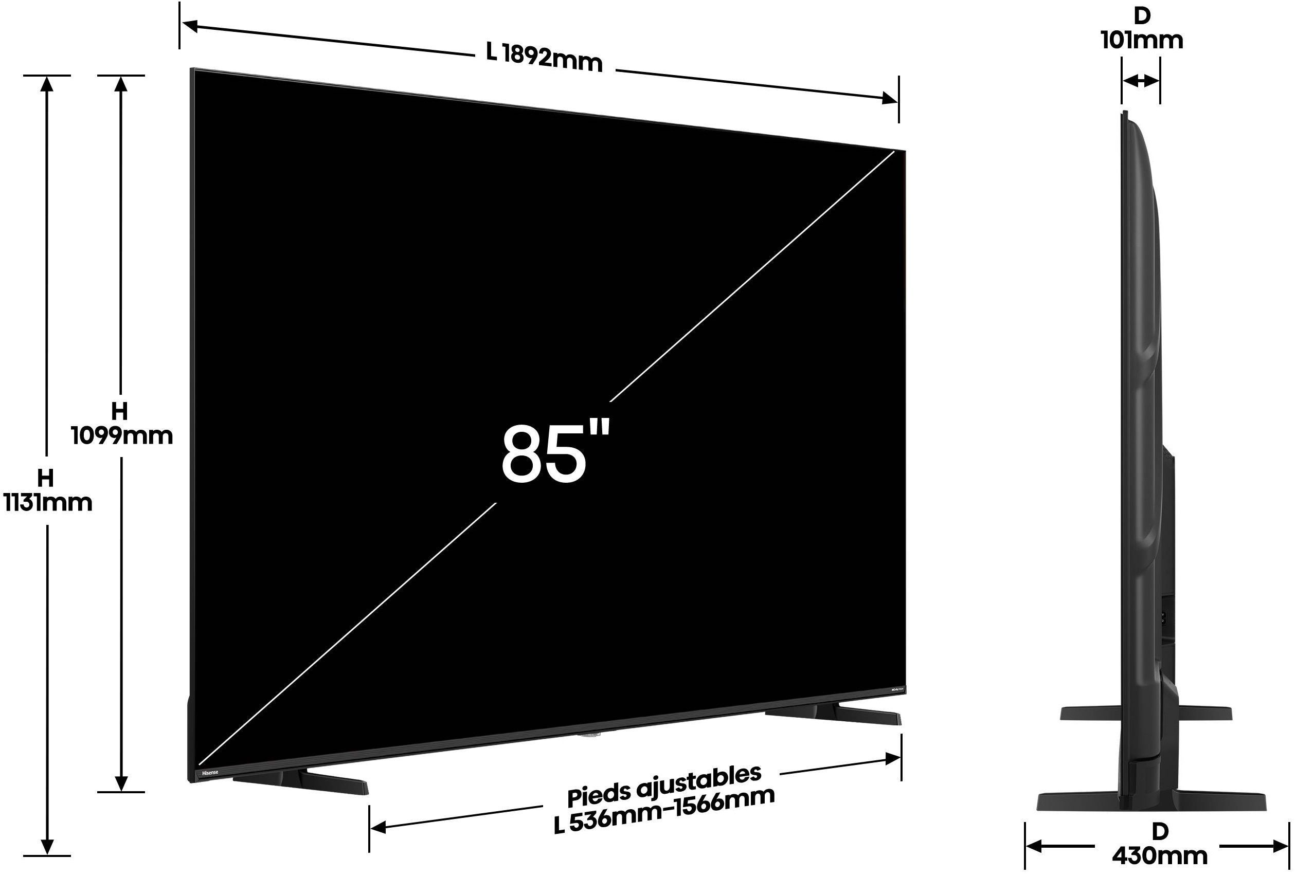 Hisense 85A6Q - TV LED 85" (215 cm) - 4K UHD 3840x2160 - HDR10+ - TV connecté - 3xHDMI 2.1 ...
