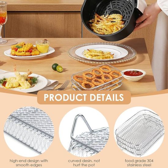 Grille Vapeur Pour Friteuse À Air,Accessoires Pour Friteuse À Air,Gril Multifonction Double ...