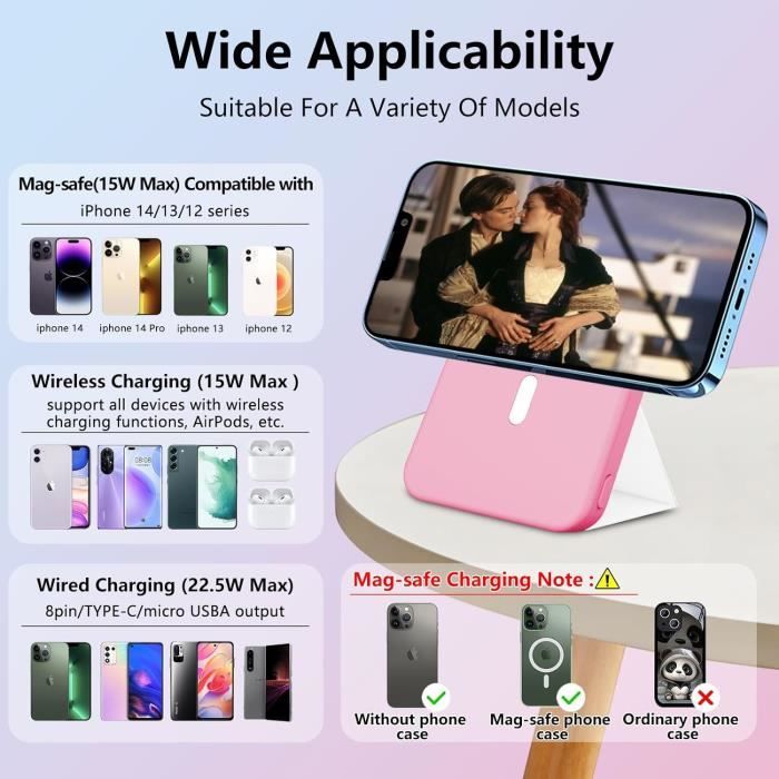 Batterie Externe Magnétique 10000Mah,Chargeur Portable Pliable,Pd 22.5W ...